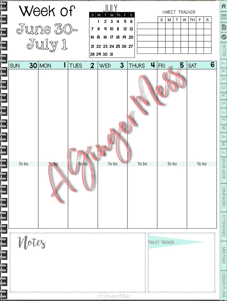 UNDATED ULTIMATE Digital Teacher Planner {mint Leather} - Etsy