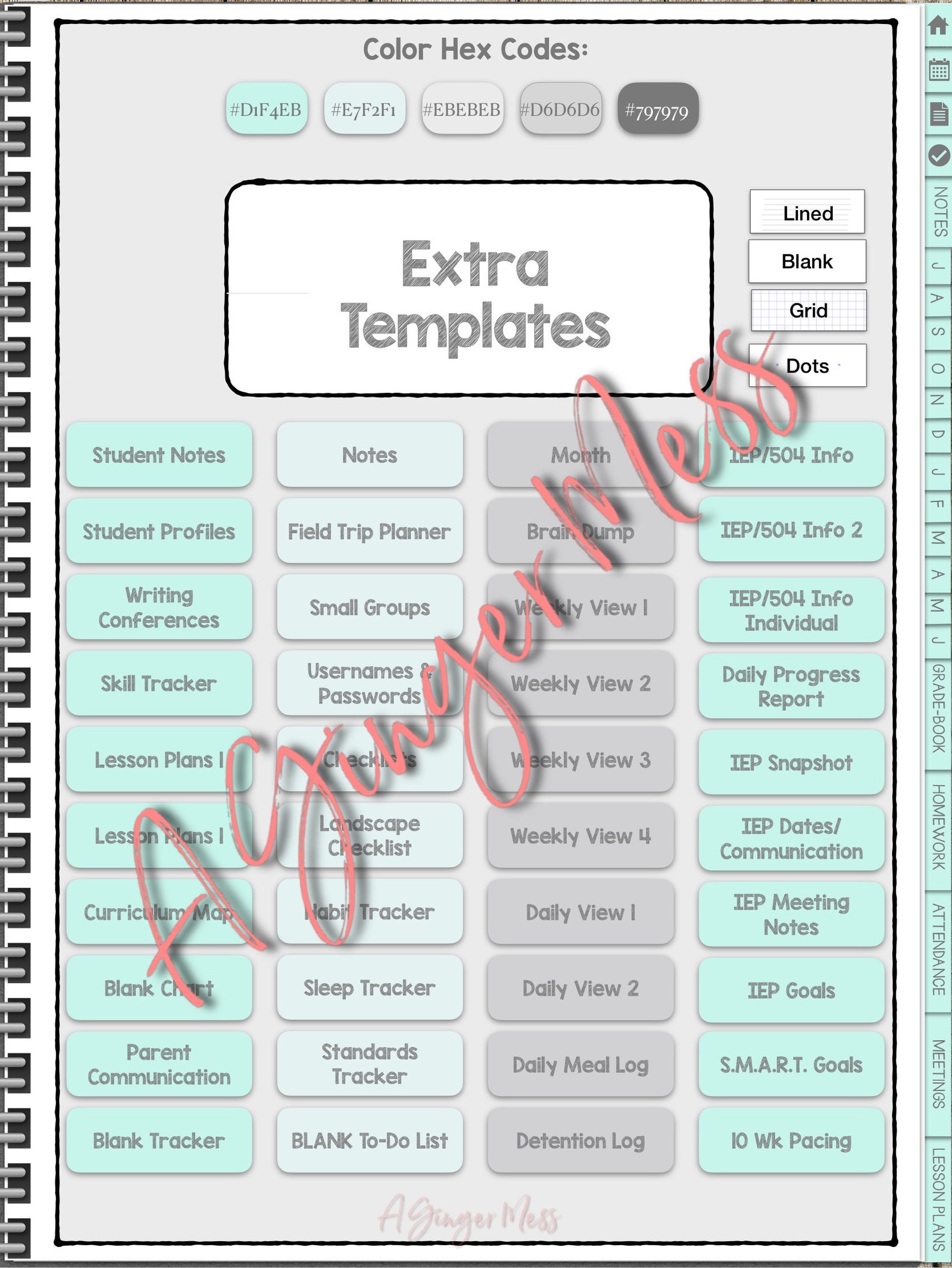 UNDATED ULTIMATE Digital Teacher Planner {mint Leather} - Etsy