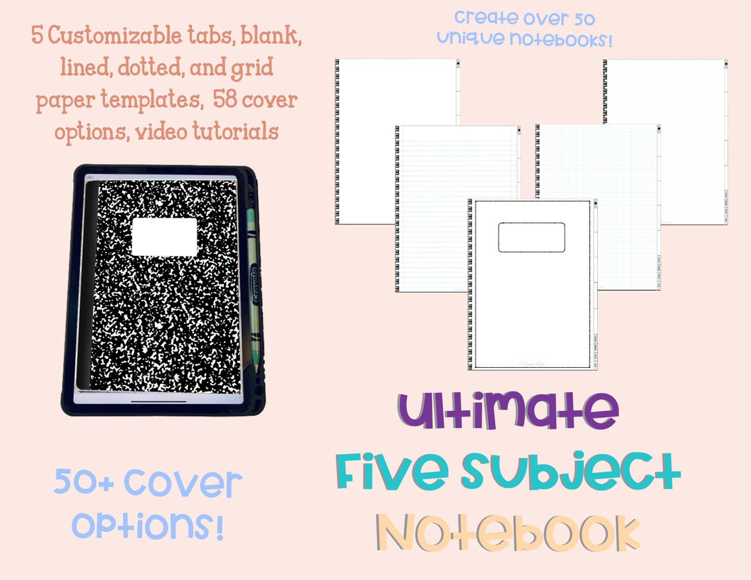 5 Subject Digital Notebook (ultimate) - Etsy