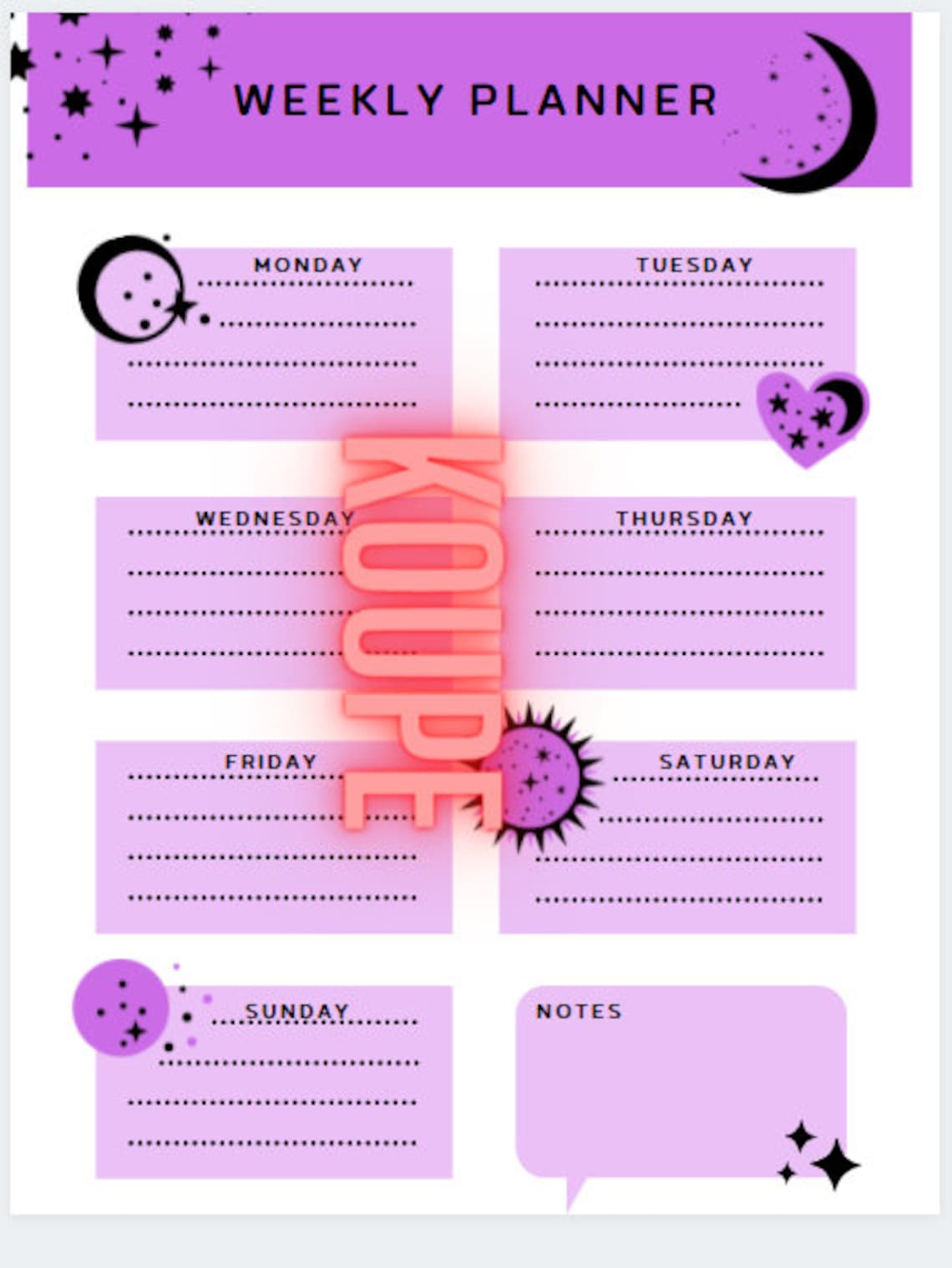 Colorized, and Galaxy-themed Weekly Planners - Etsy