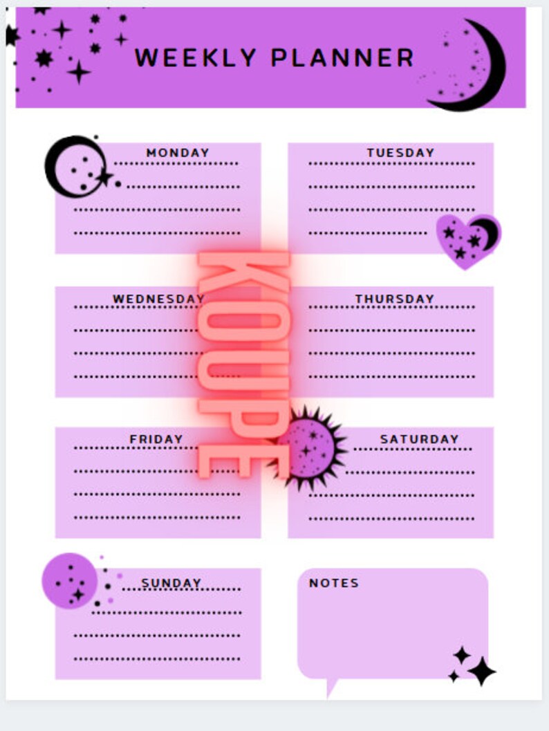 Colorized, and Galaxy-themed Weekly Planners - Etsy