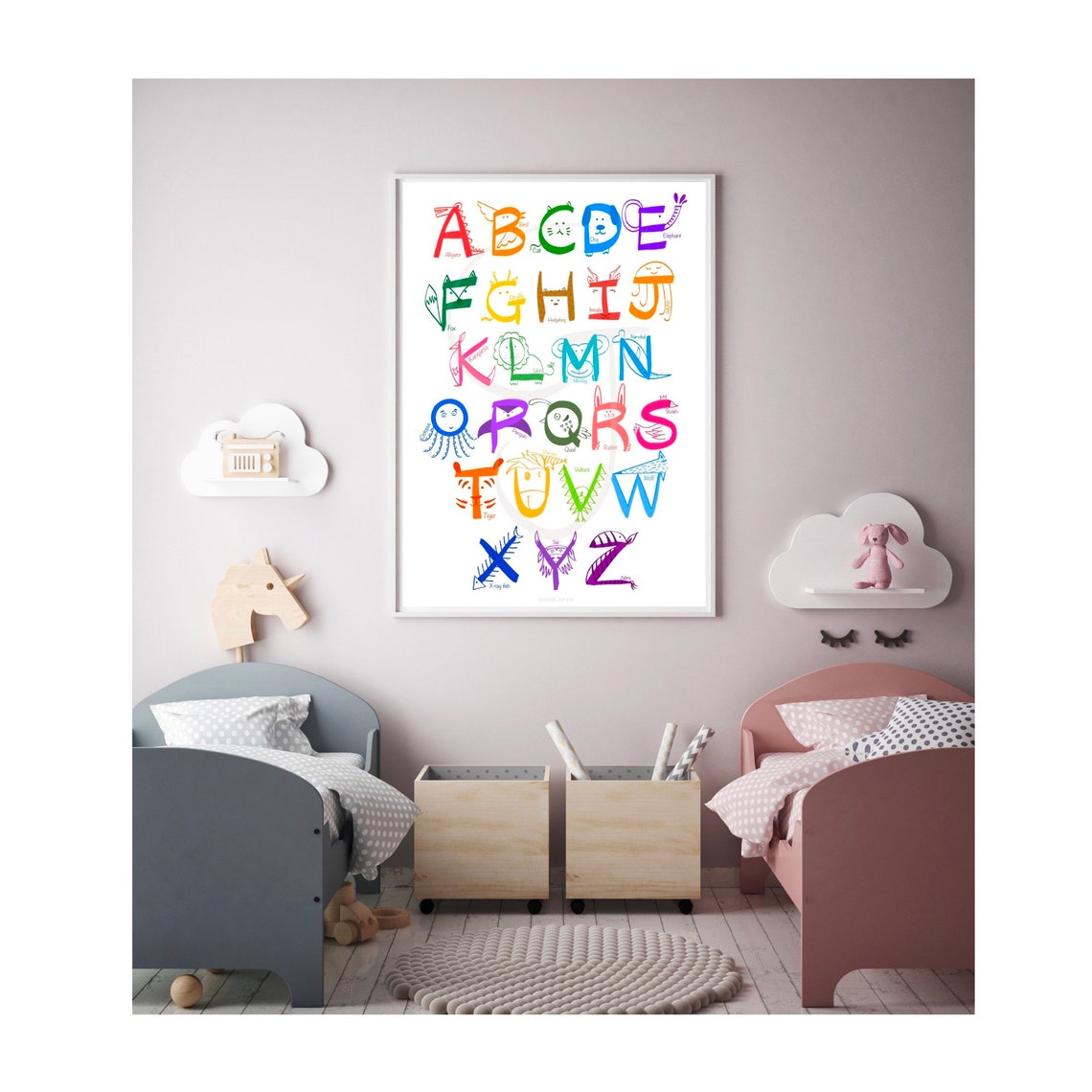 Alphabet Poster, Alphabet Animal Poster, Digital Prints, Alphabet Print ...