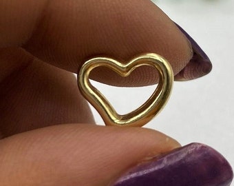 14K Gold Open Heart Charm - Etsy