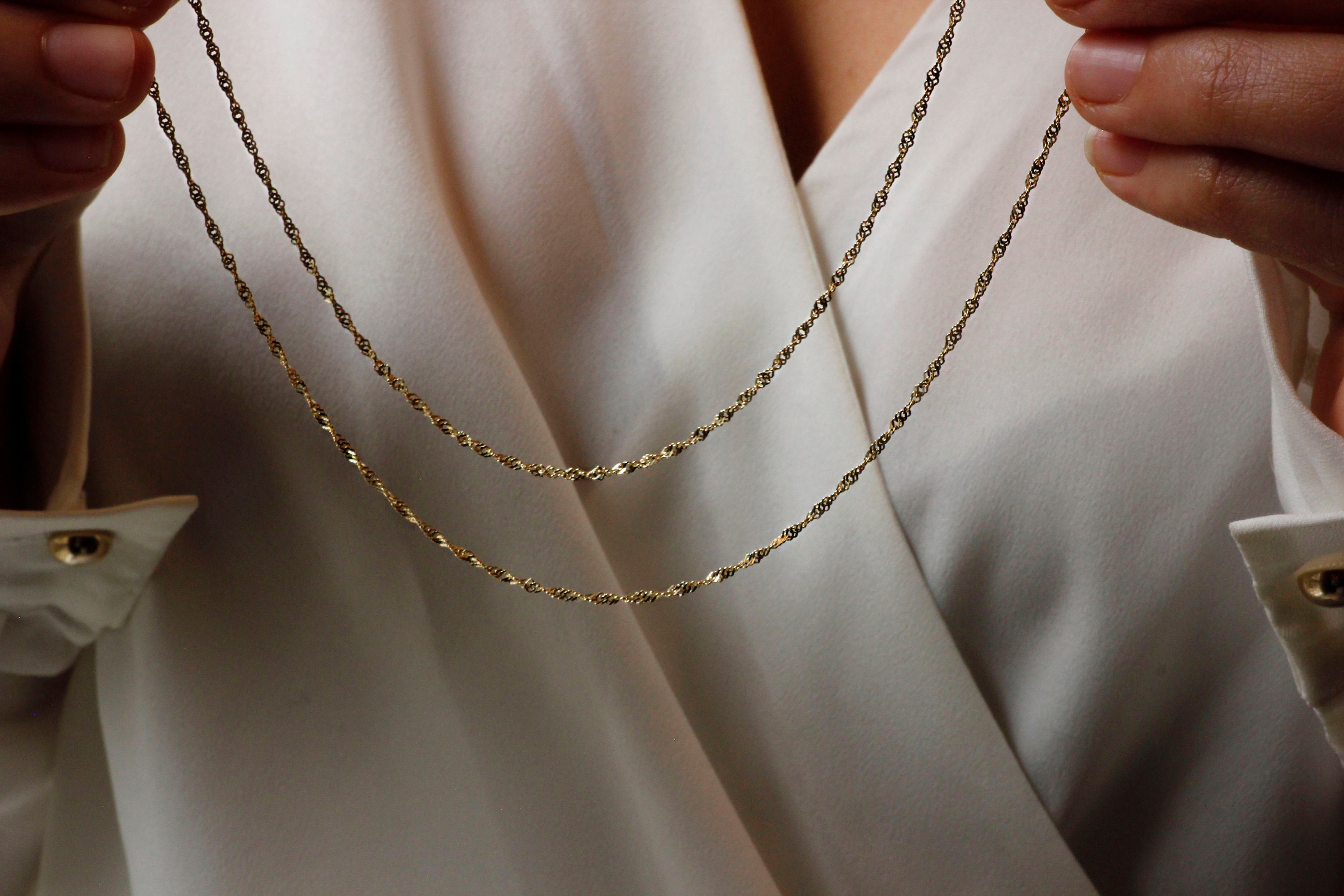 14K Gold Singapore Chain, Singapore Chain Necklace for Woman, Real Gold ...