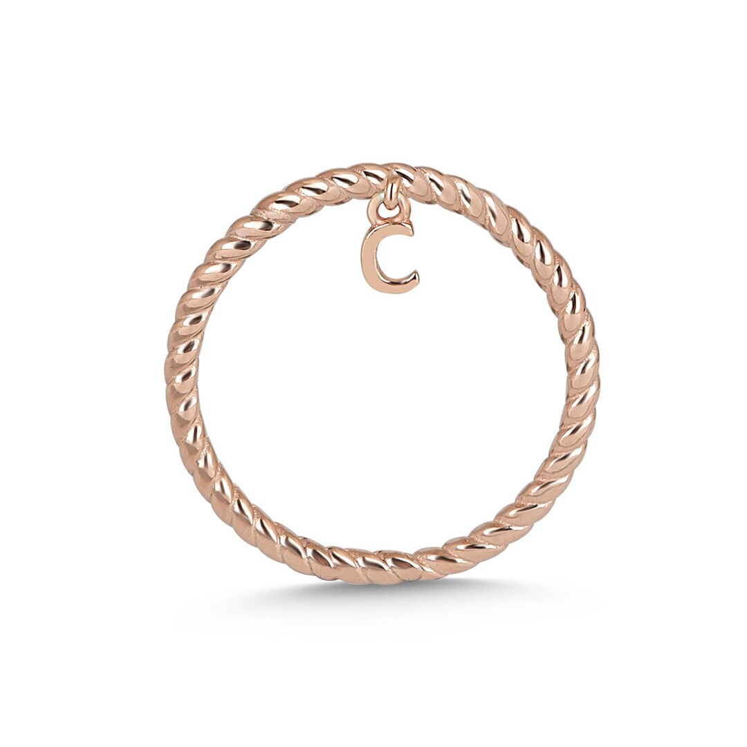 8K Solid Gold Initial C Letter Ring, Personalized Initial Letter Ring ...