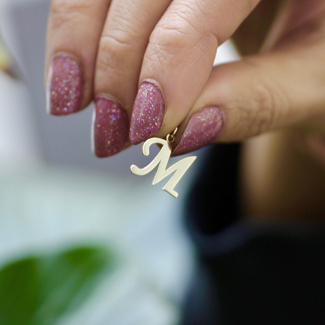 14K Solid Gold Personalized Letter Pendant • Initial Letter Pendant ...