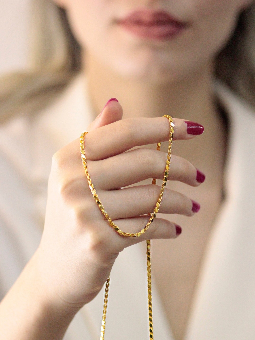 14K Solid Gold Sequin Chain by Diamine Diamond Sequin Chain Gold Chain ...