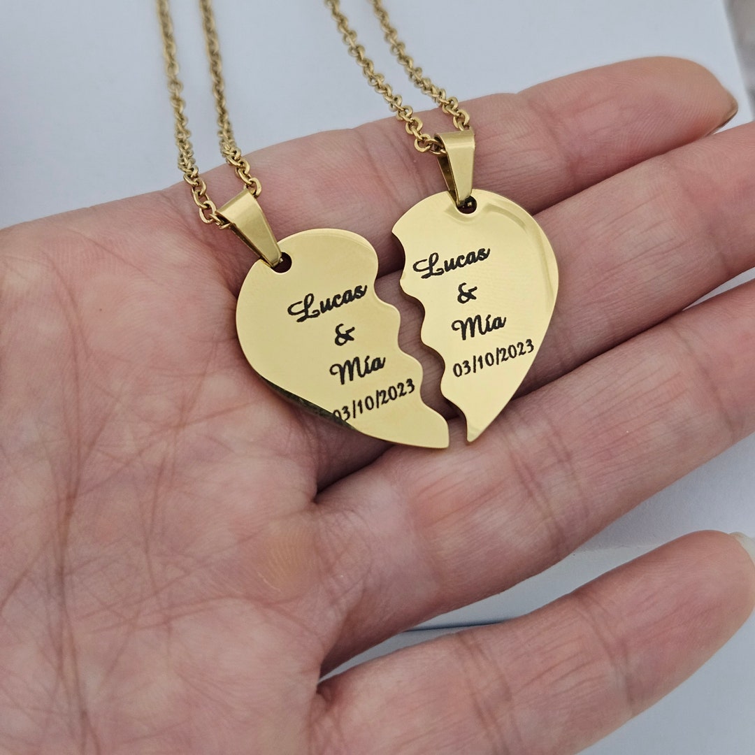 Custom Friendship Necklace Best Friend Gifts Duo Set Heart Necklace BF ...