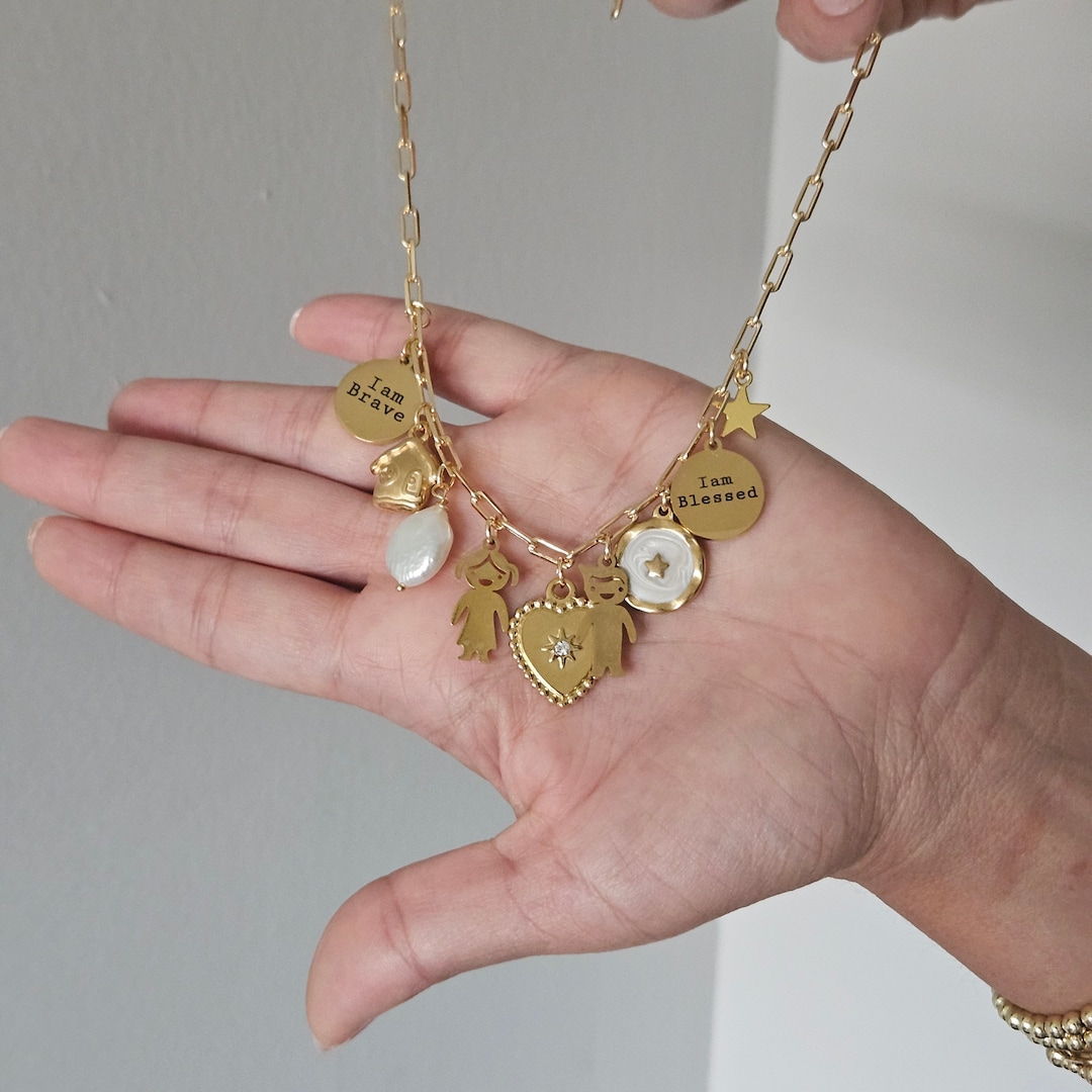 Custom Charm Necklace: 18K Gold Filled, Personalized Gift - Etsy