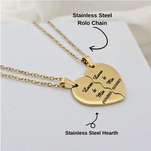 Custom Friendship Necklace Best Friend Gifts Duo Set Heart Necklace BF ...