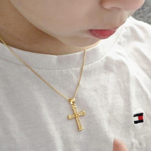 18K Gold Filled Children's Cross Necklace: Dainty Baptism Gift - Etsy