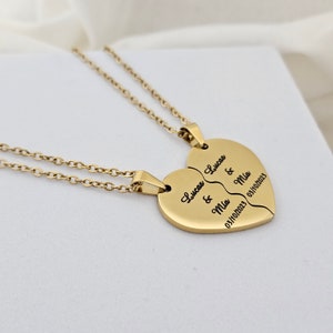 Custom Friendship Necklace Best Friend Gifts Duo Set Heart Necklace BF ...