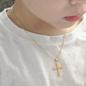 18K Gold Filled Children's Cross Necklace: Dainty Baptism Gift - Etsy