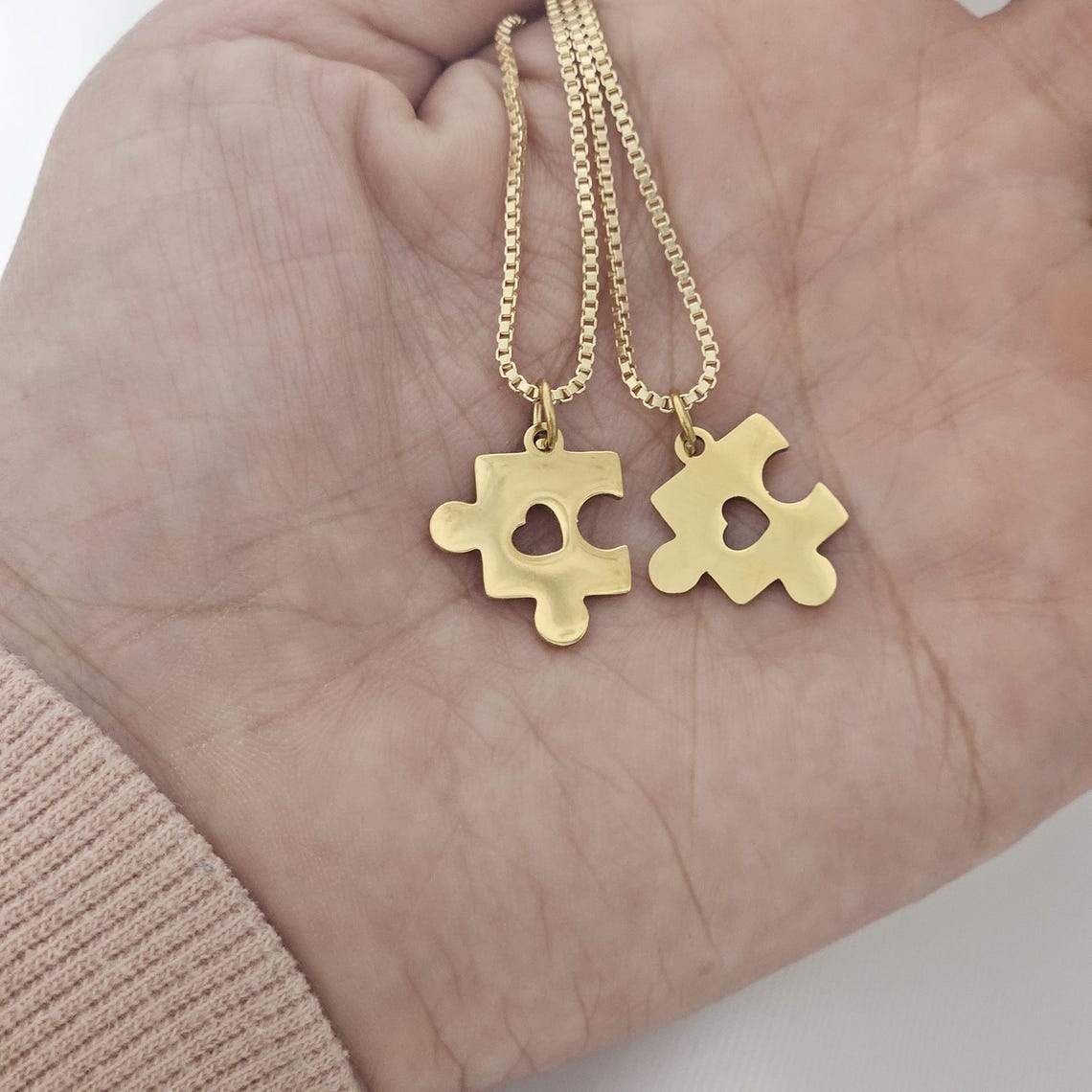 Gold Filled Puzzle Piece Necklace Set, Friendship Jewelry - Etsy