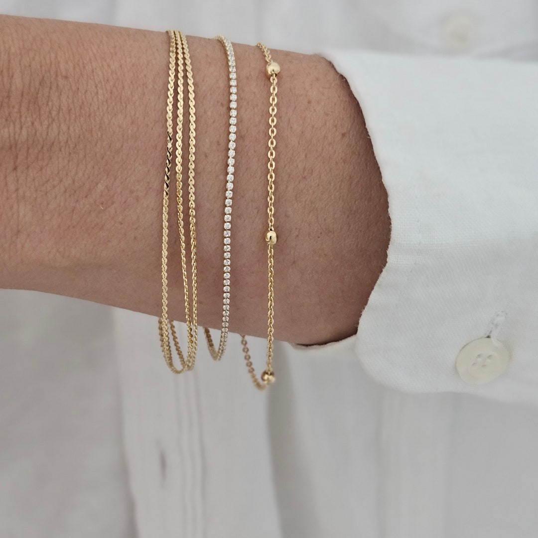 SALE Minimalist 18K Gold Filled Bracelet Set Dainty Set of Gold ...