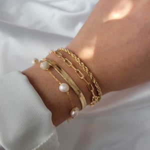 18K Gold Filled Stack Bracelet Set Hypoallergenic Layering Bracelet ...