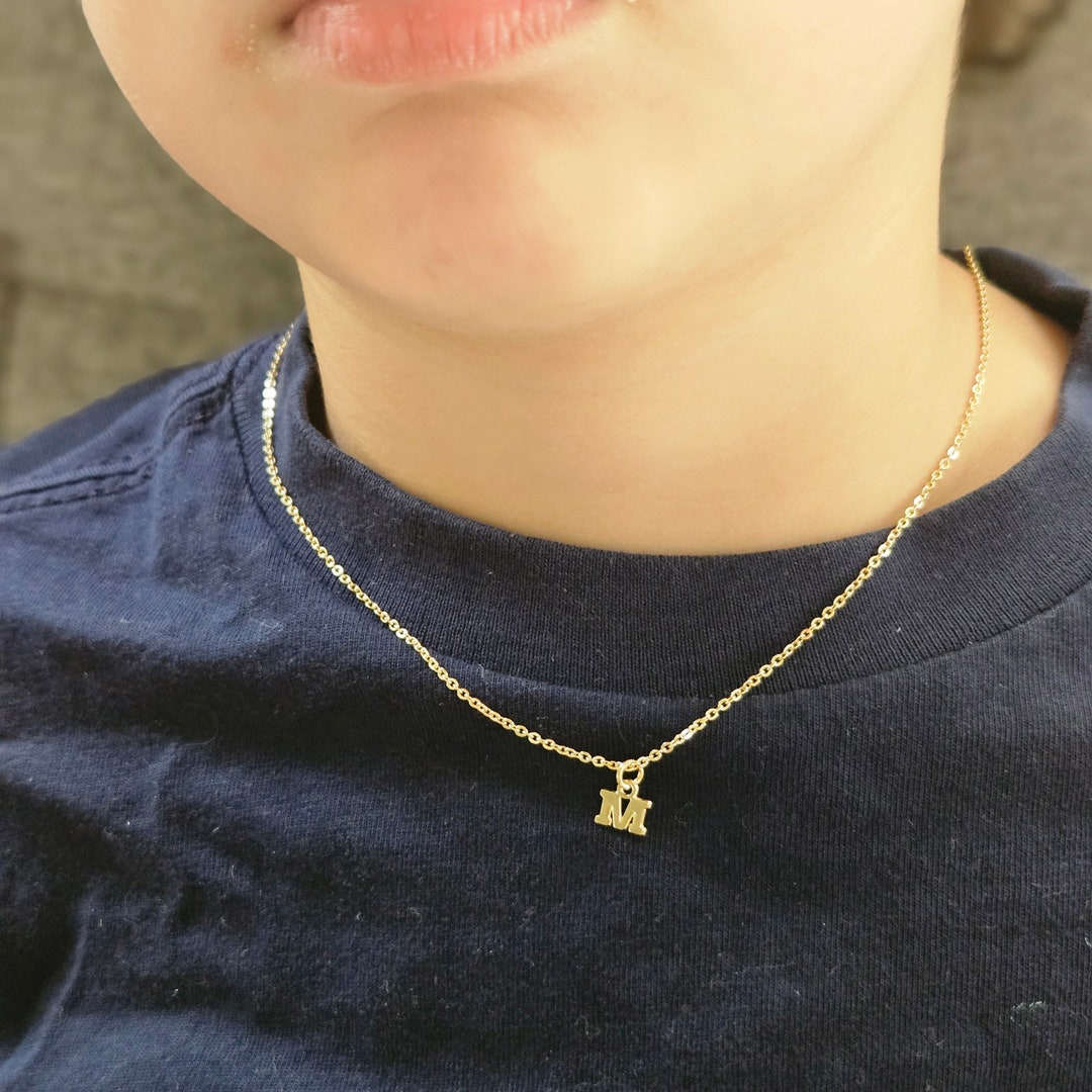 Gold Initial Necklace: Dainty Kids Custom Necklace, Baptism Gift - Etsy