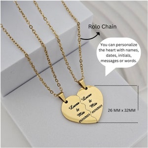 Custom Friendship Necklace Best Friend Gifts Duo Set Heart Necklace BF ...
