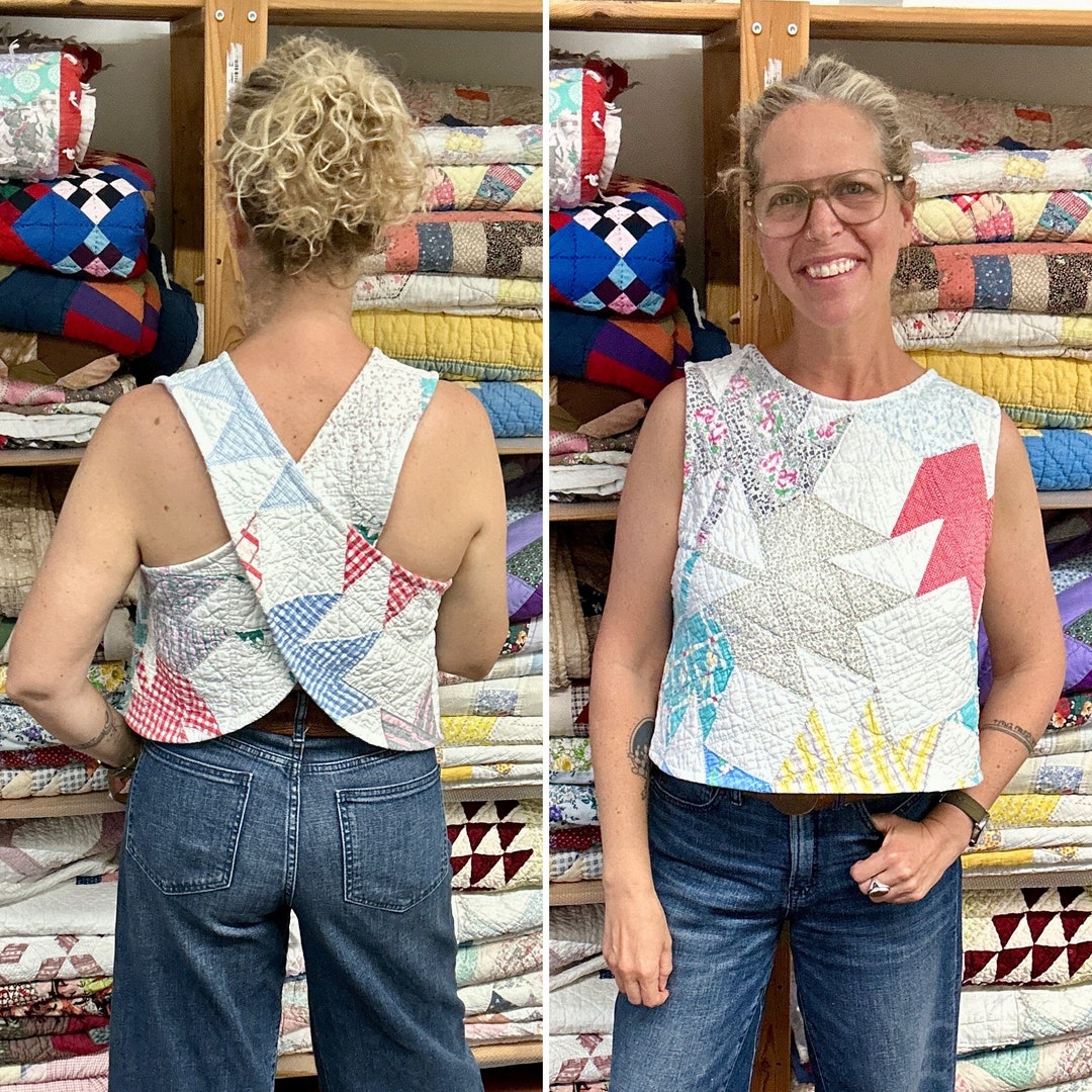 Vintage Quilt Clothes Quilt Shirt Tank Top Crossback Tank Upcycled ...