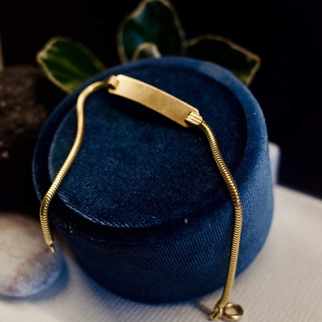 18ct Yellow Gold Child's ID Bracelet, Snake Style Link Vintage, 1960s ...