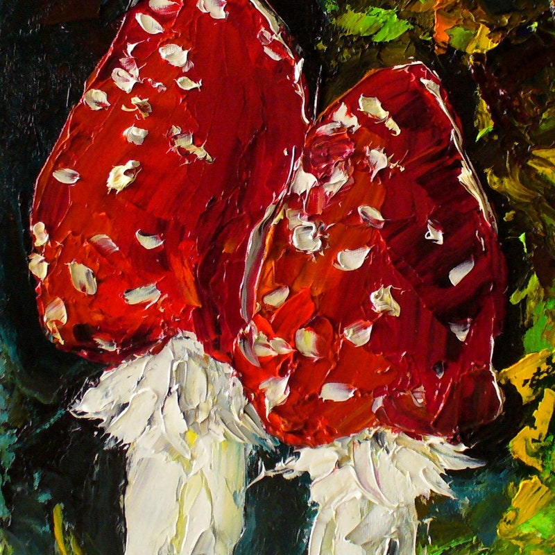 Mushroom Oil Painting - Etsy