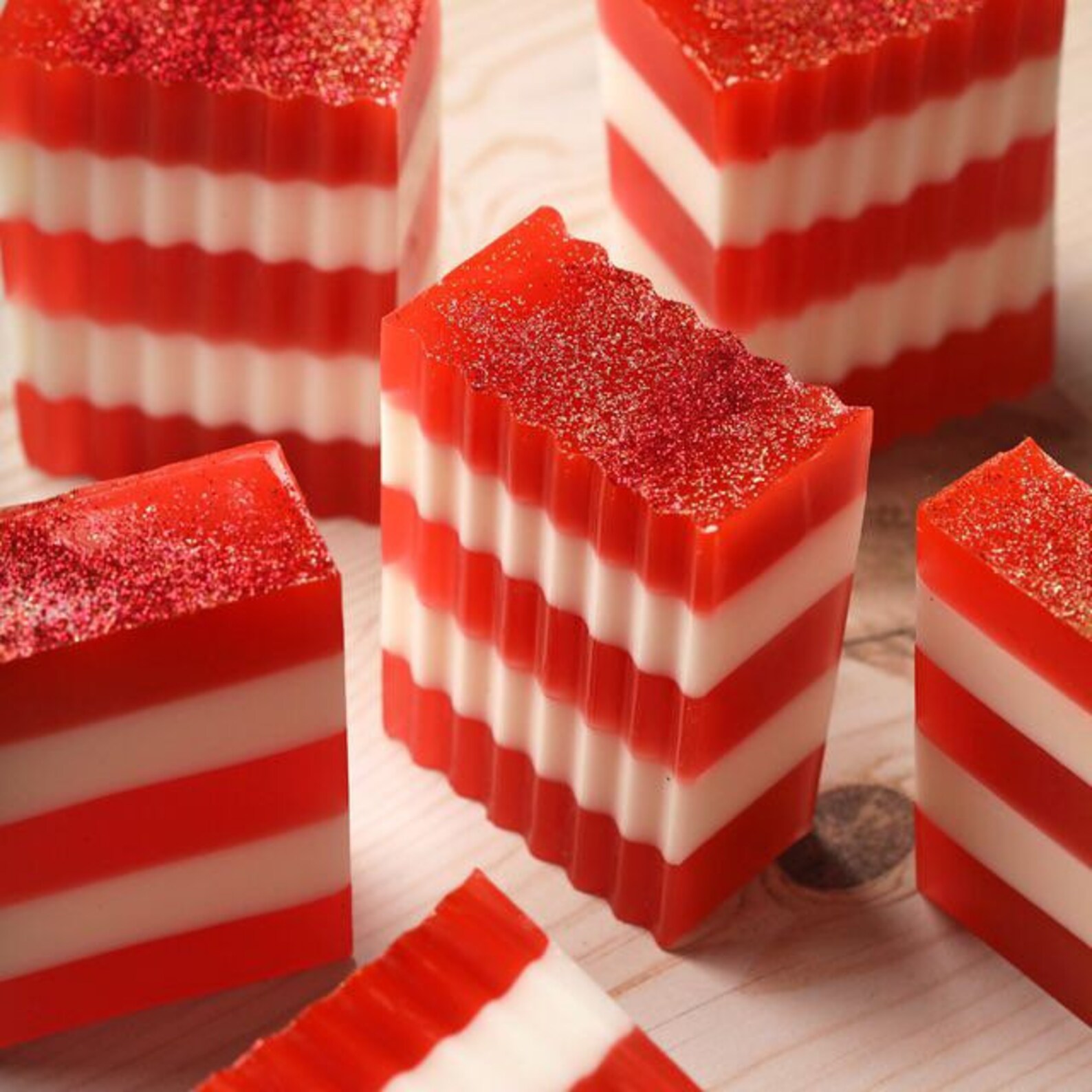 Candy Cane Soap ~ Candy Cane Bar Soap ~ Red and White Layered Soap ...