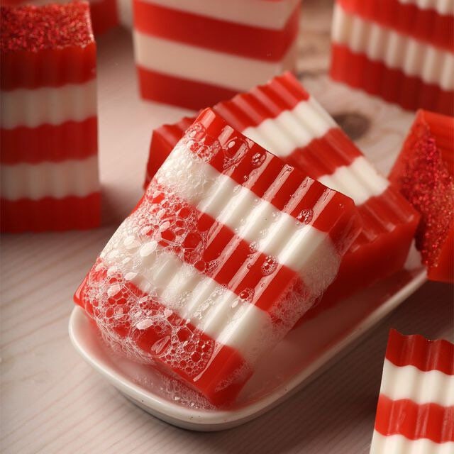 Candy Cane Soap ~ Candy Cane Bar Soap ~ Red and White Layered Soap ...