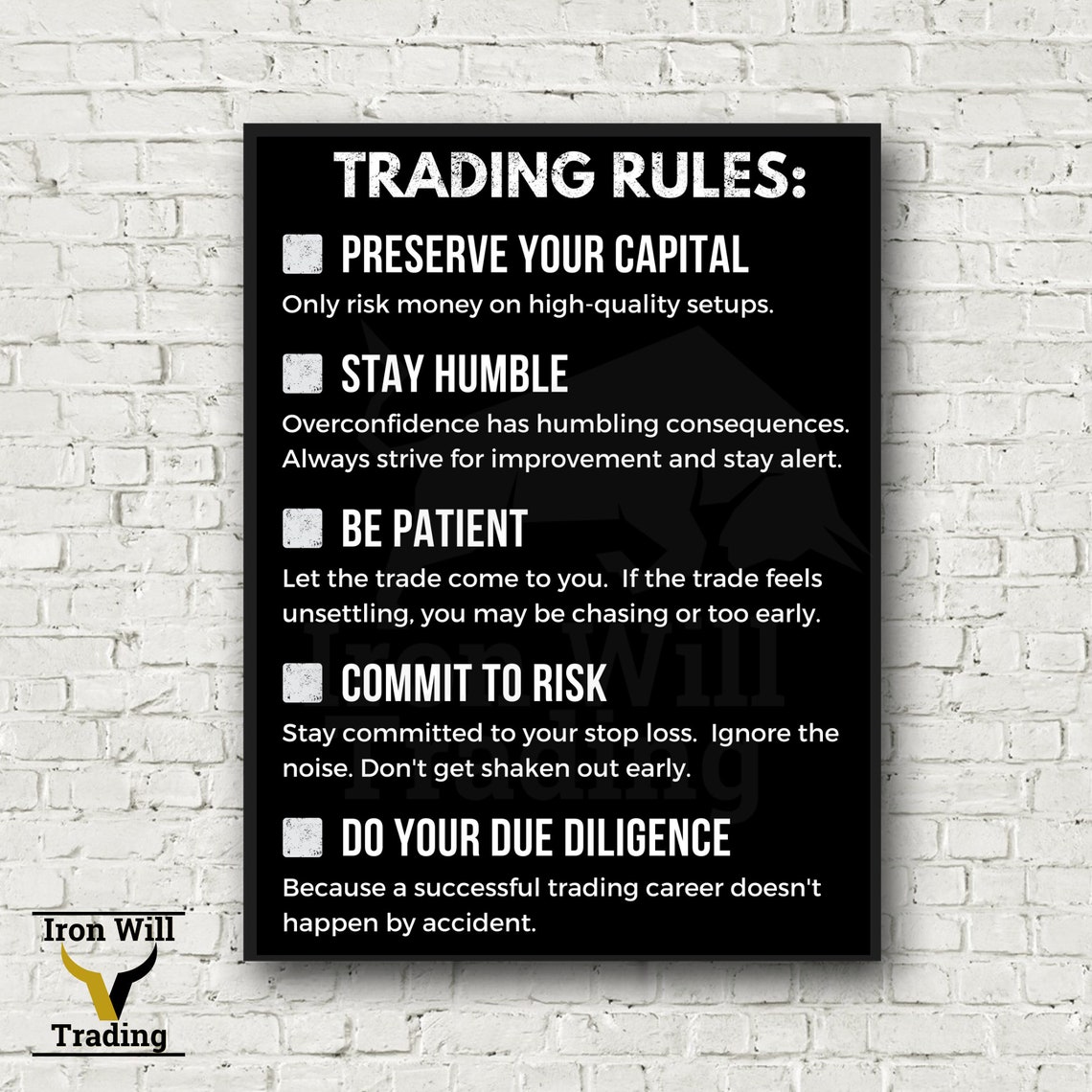 Trading Rules for Success Poster Day Trading Swing Trading Stock Market ...