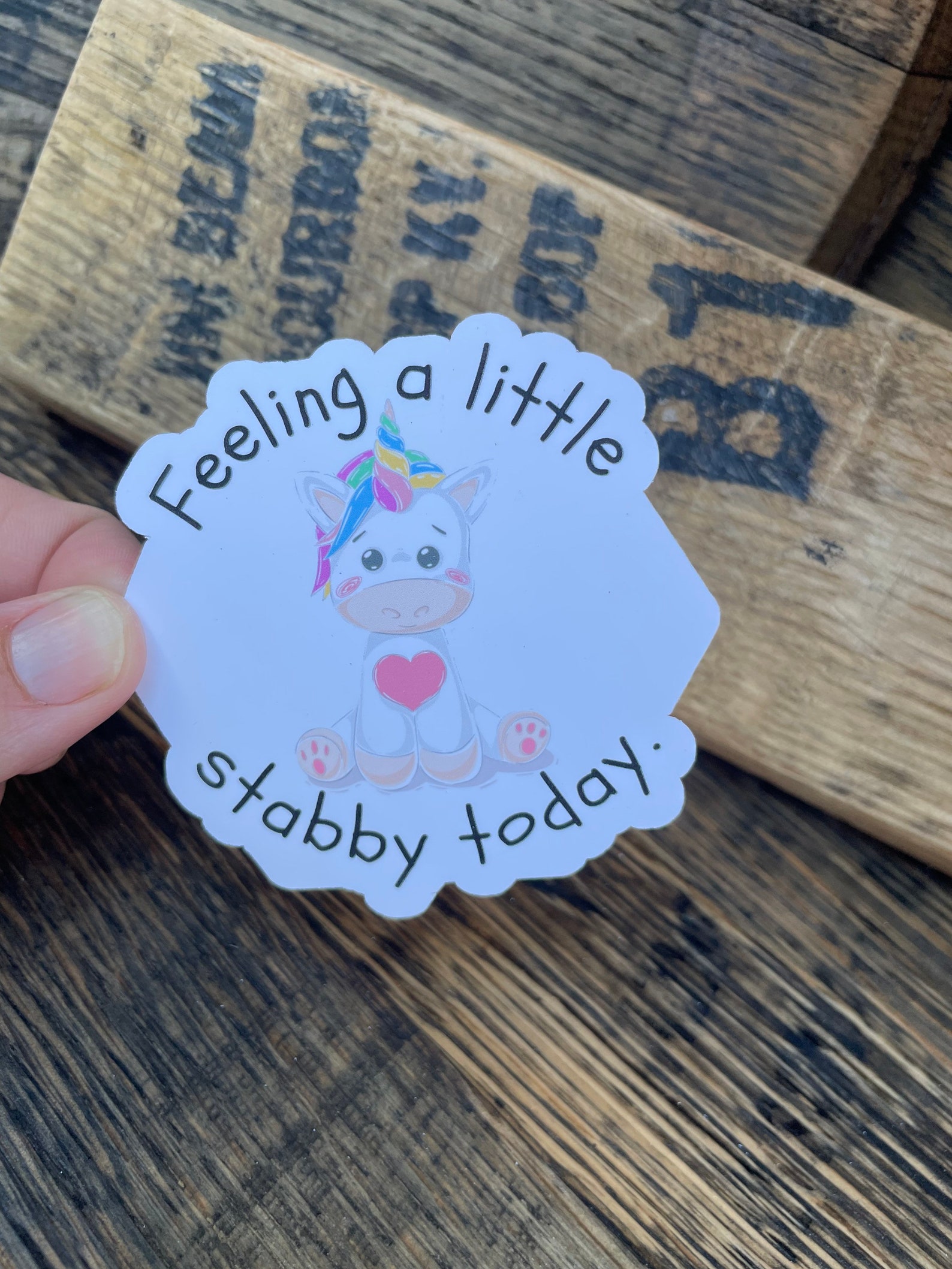 Feeling a little stabby today Unicorn sticker | Etsy