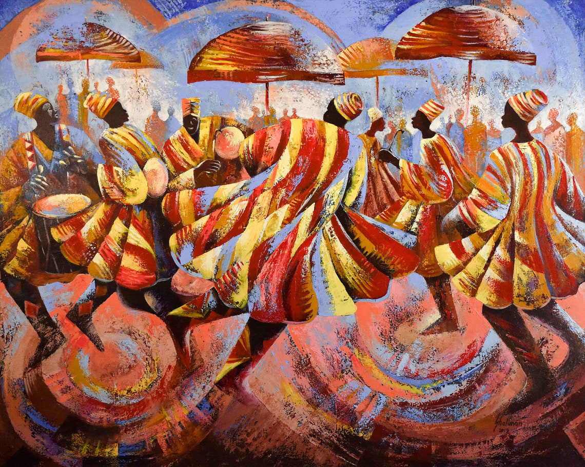 Ethnic Wall Art, African Wall Art Painting, Kwanzaa Art, Large Original ...
