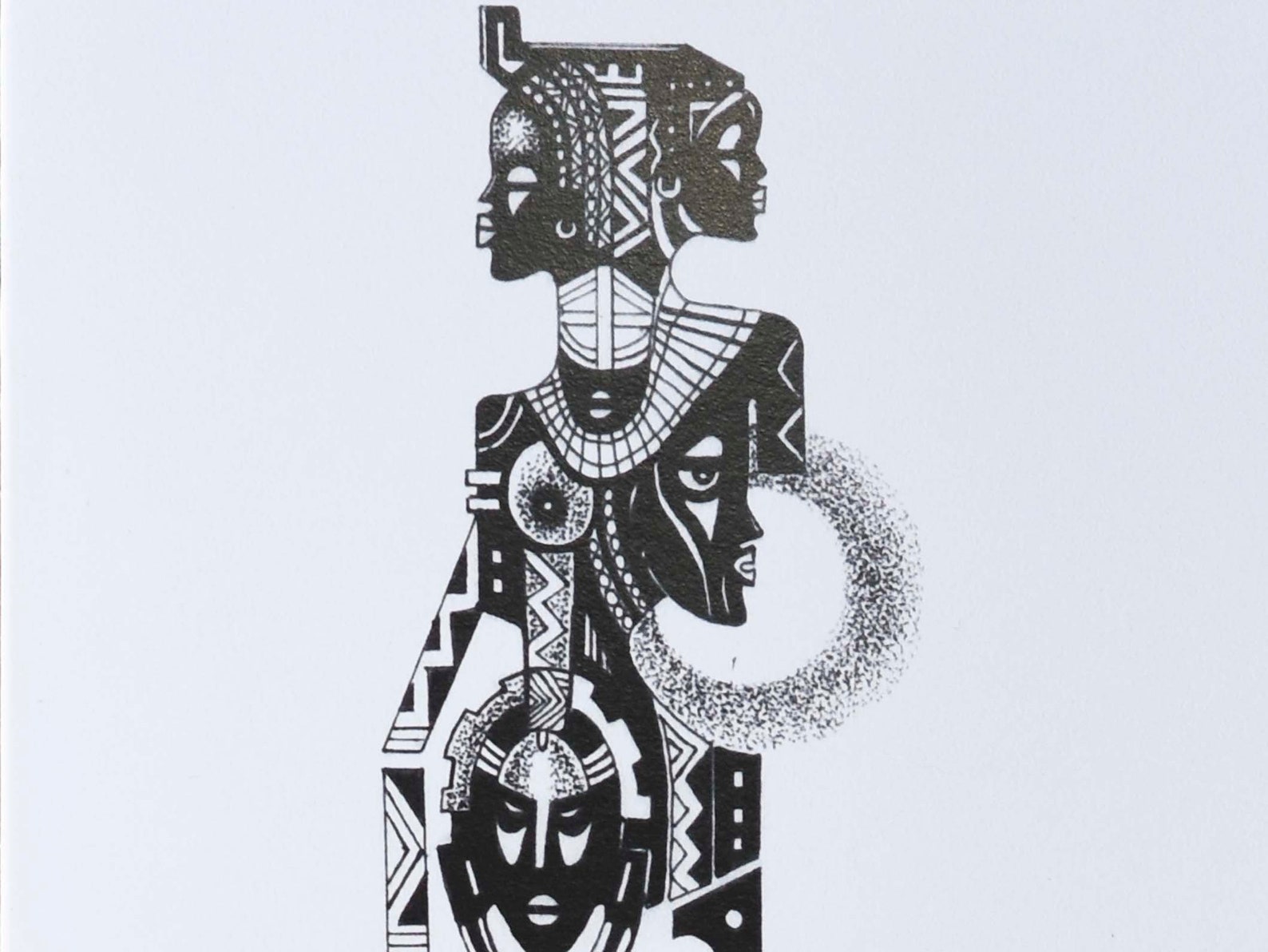 African Pen and Ink Drawing Greeting Card, Afro American Card, Black ...