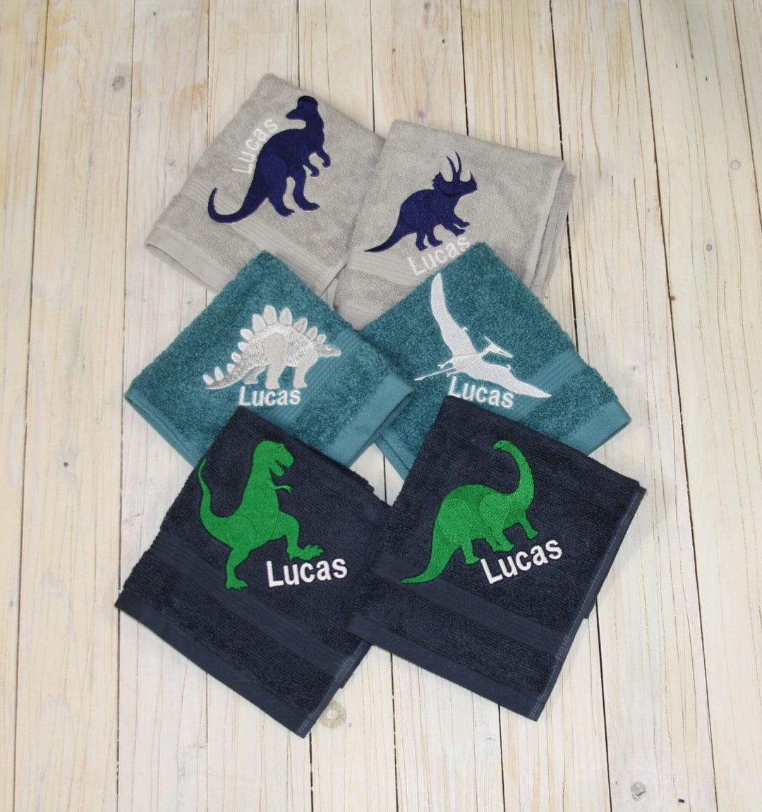 Personalized Dinosaur Embroidered Washcloth - Custom Kids Gift - Etsy