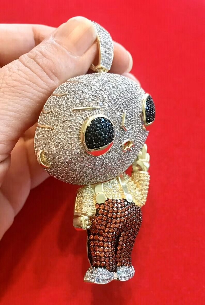 Character Pendant 925 Sterling Silver 14K Gold Plated Diamond - Etsy