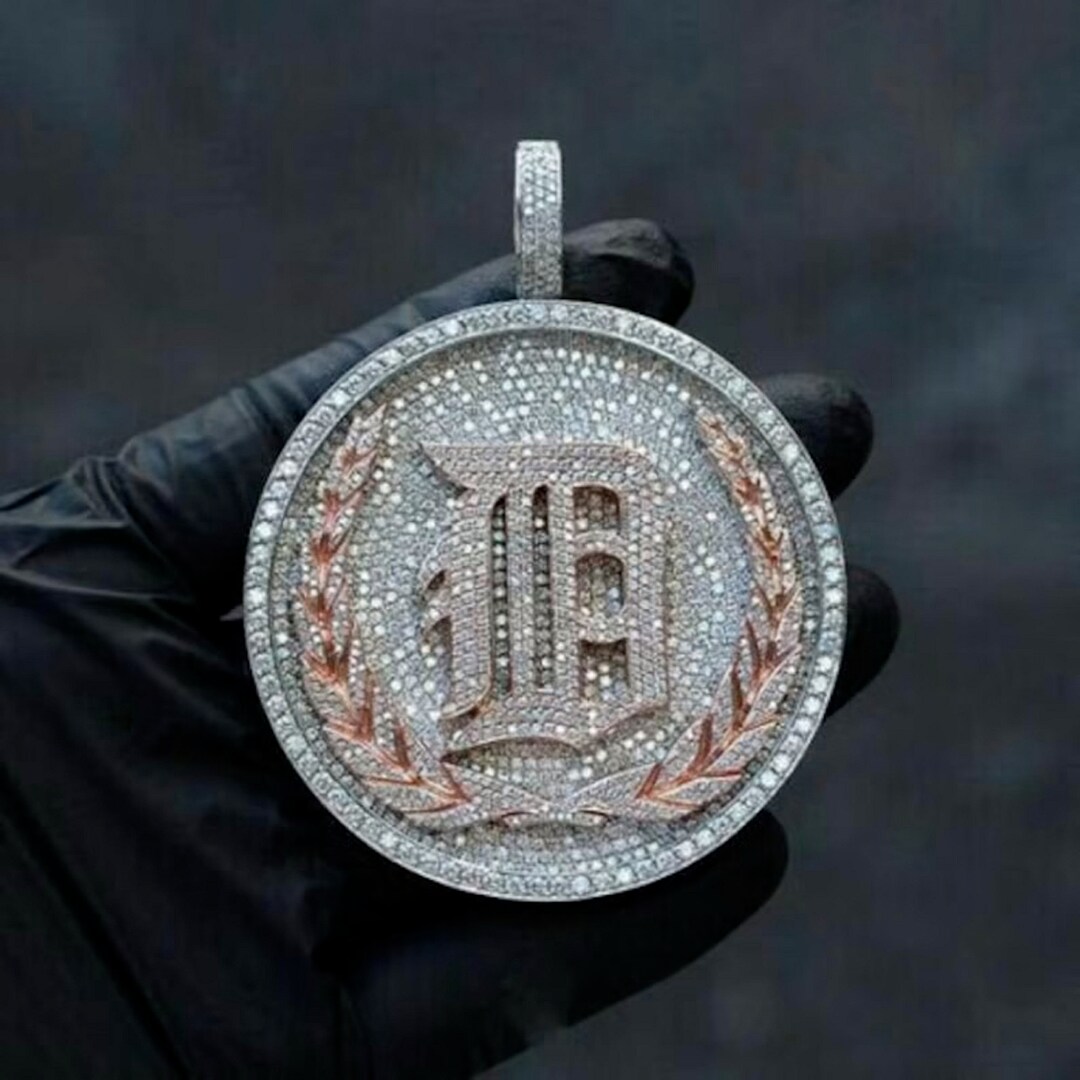 Men's Hip Hop Logo 925 Sterling Silver 14K Gold Plating Iced Out ...