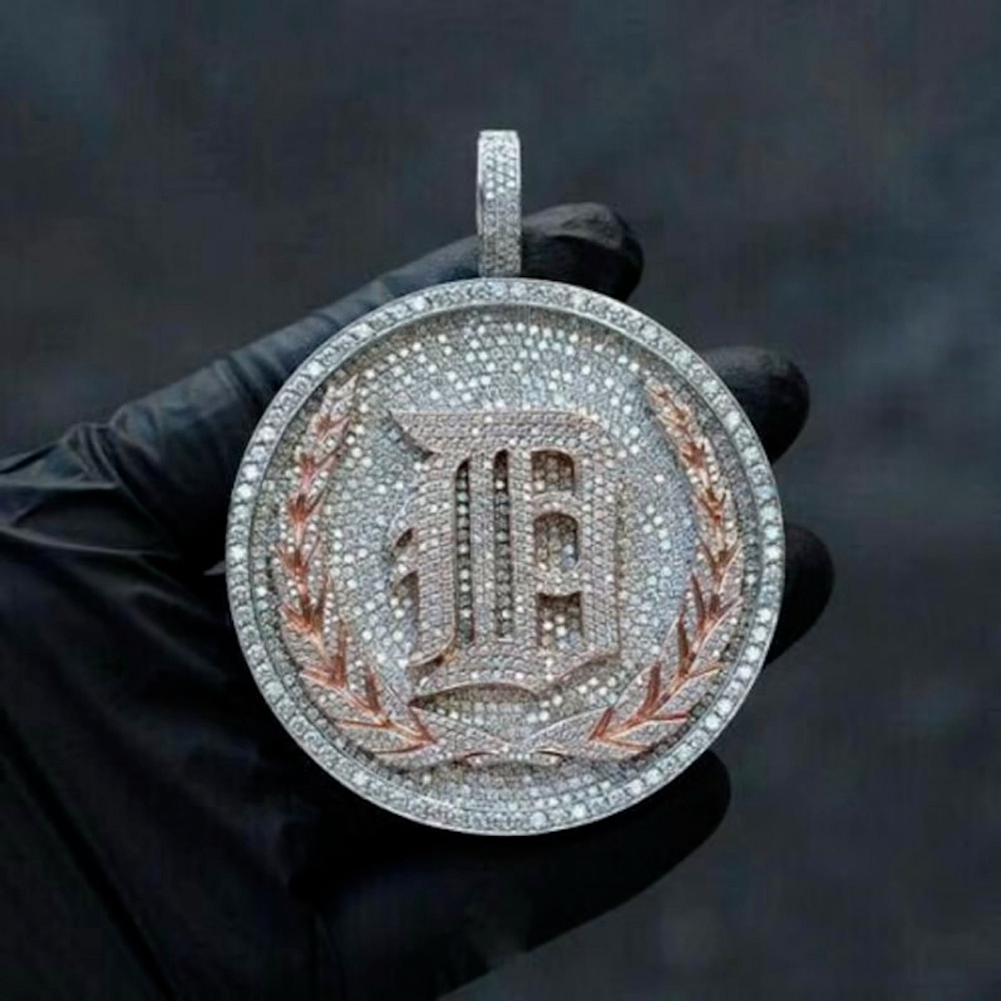 Men's Hip Hop Logo 925 Sterling Silver 14K Gold Plating Iced Out ...