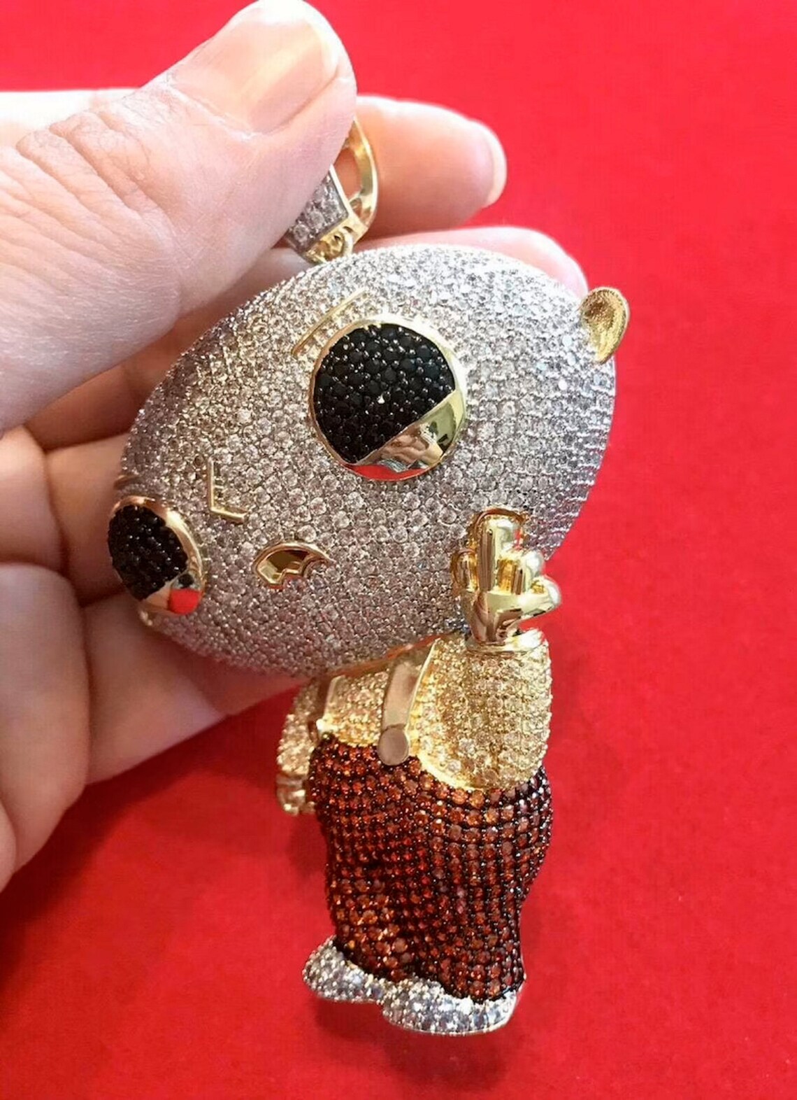 Character Pendant 925 Sterling Silver 14K Gold Plated Diamond - Etsy