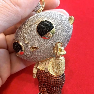 Character Pendant 925 Sterling Silver 14K Gold Plated Diamond Studded ...