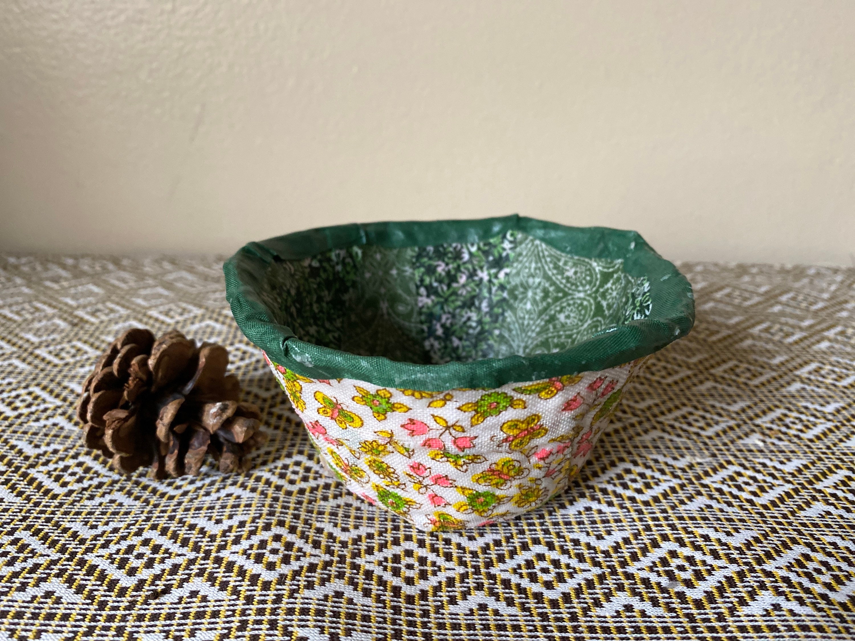 Upcycled Fabric Mache Trinket Bowl - Etsy