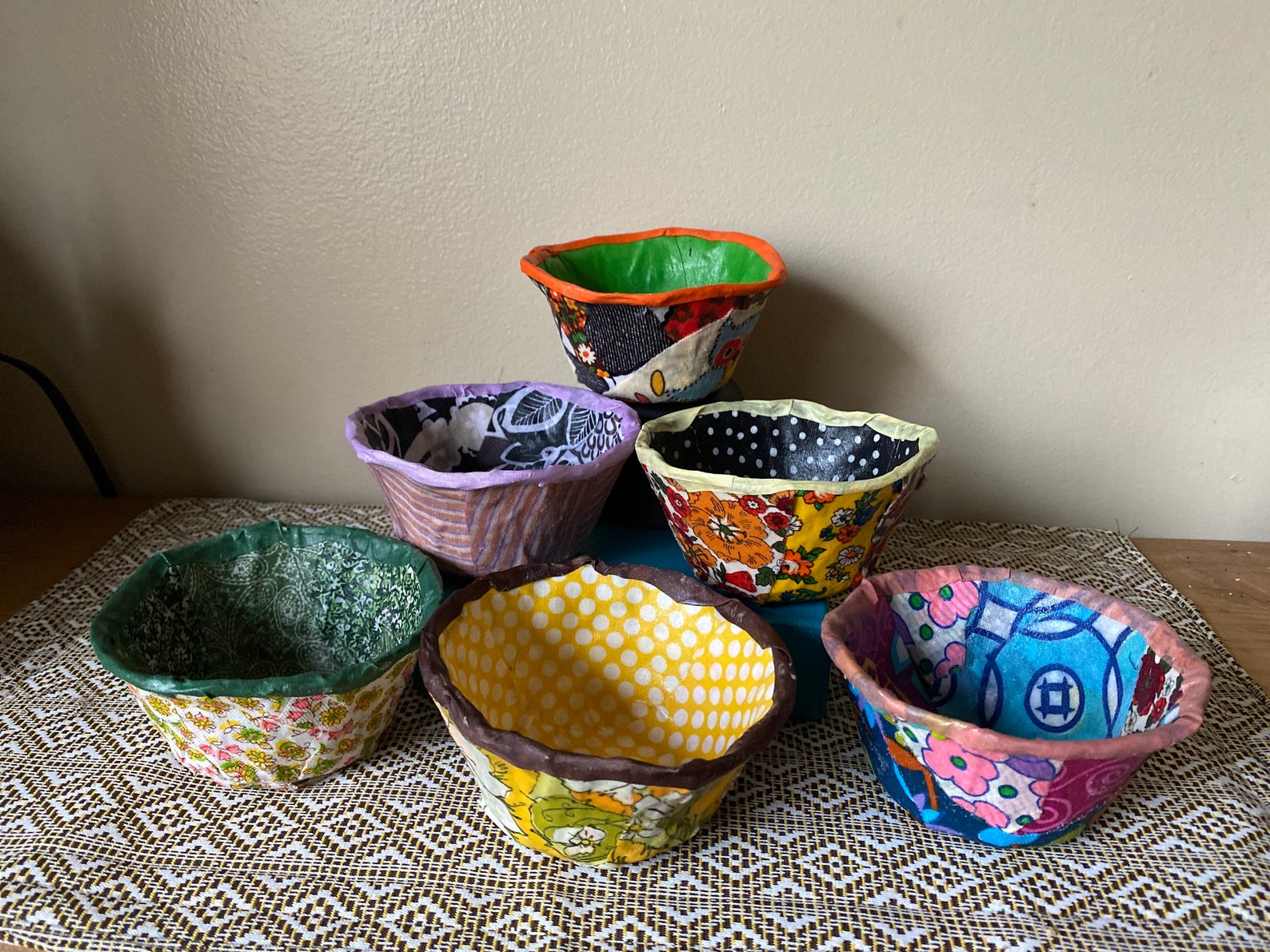 Upcycled Fabric Mache Trinket Bowl - Etsy