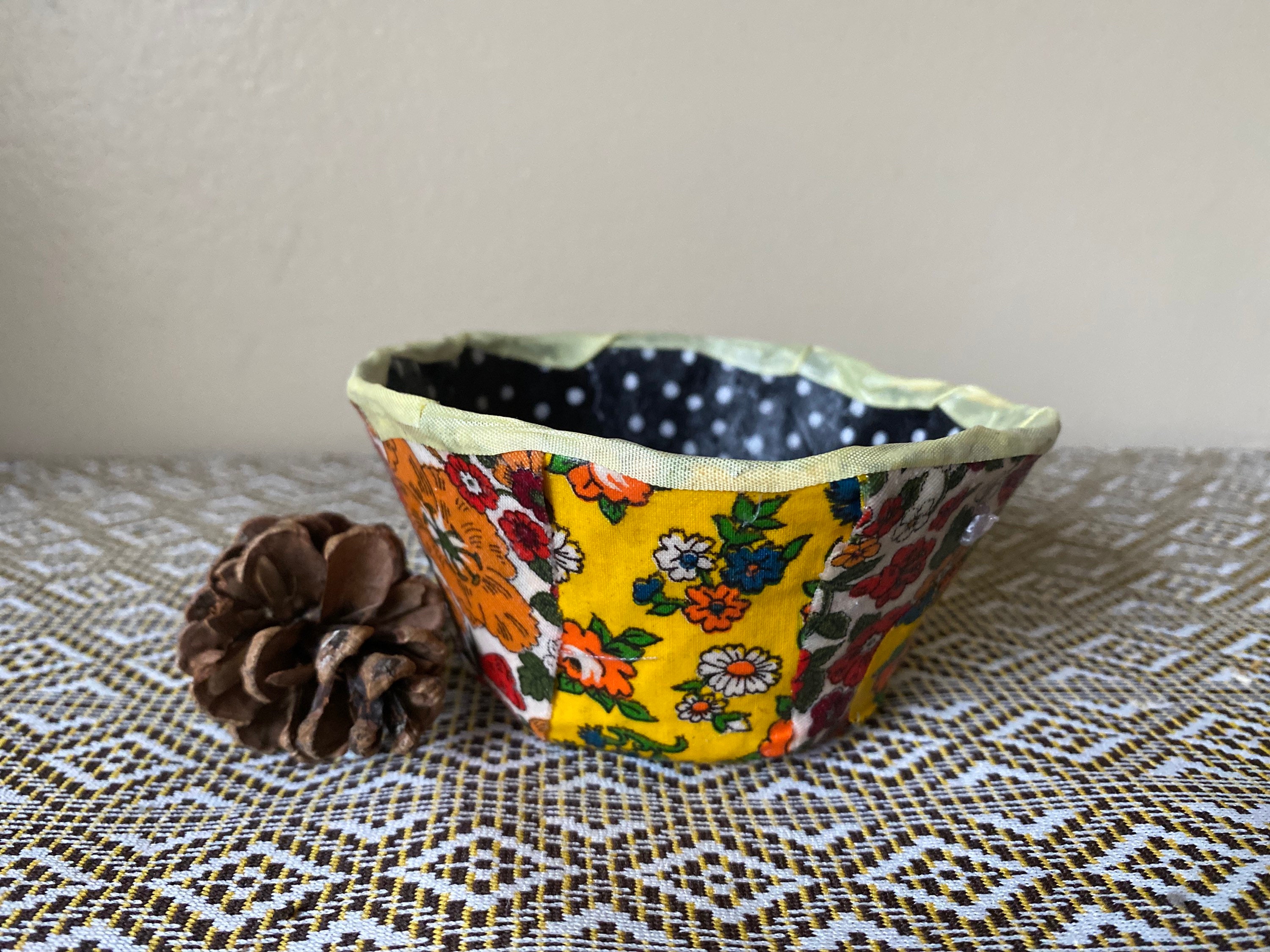 Upcycled Fabric Mache Trinket Bowl - Etsy