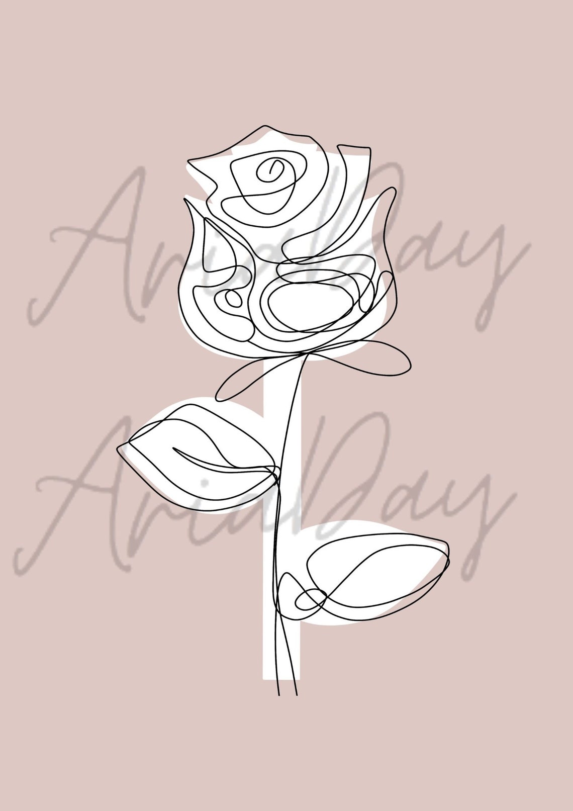 ROSE Fine Line Art Wall Décor Rose Wall Décor Instant - Etsy