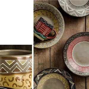 African Ceramic Dinnerware Sets Retro Plate Tribal | Etsy