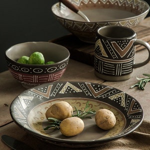 African Ceramic Dinnerware Sets Retro Plate Tribal | Etsy