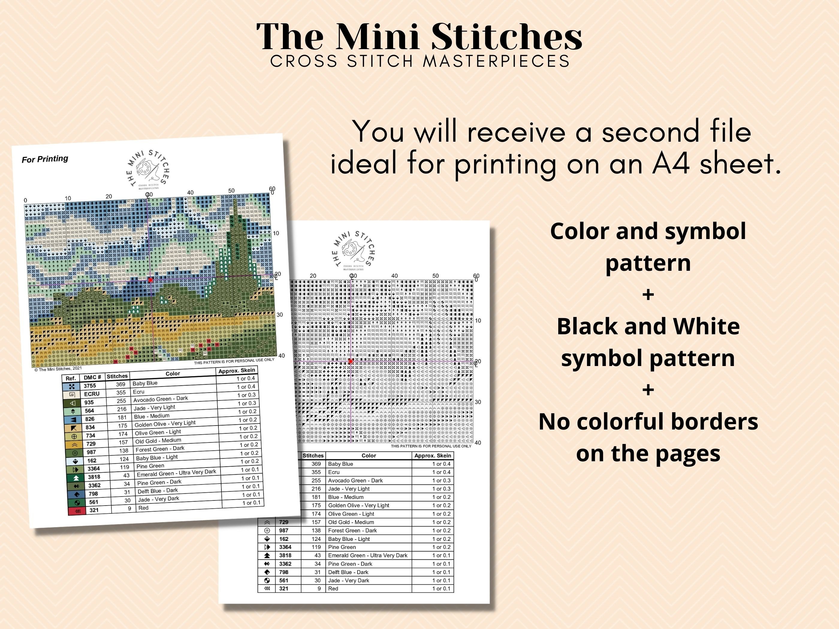 Wheatfield With Cypresses Cross Stitch Pattern - PDF Download - Vincent ...