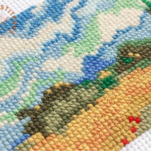 Wheatfield With Cypresses Cross Stitch Pattern - PDF Download - Vincent ...