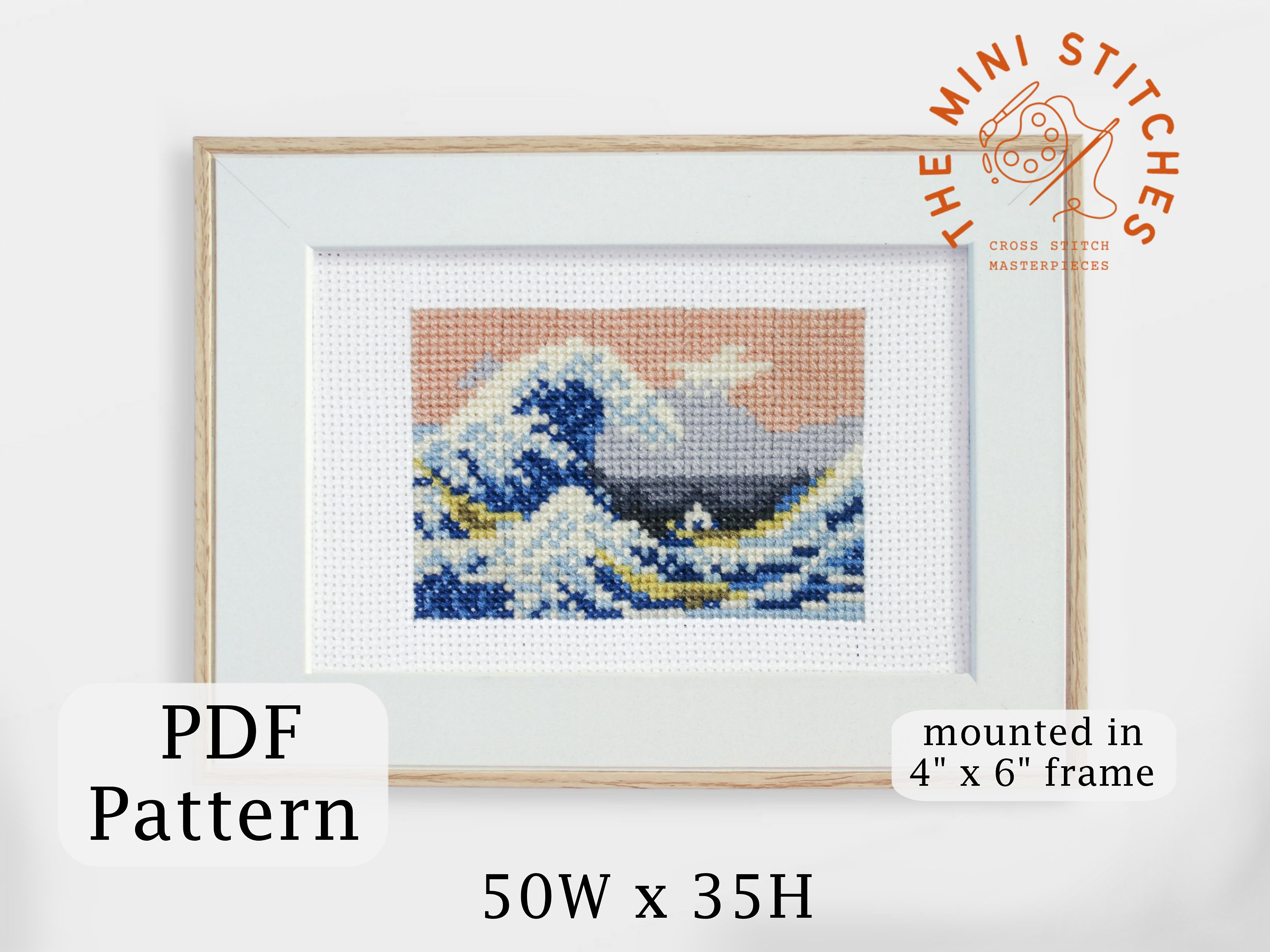 The Great Wave off Kanagawa Inspired Cross Stitch Pattern Sewing ...