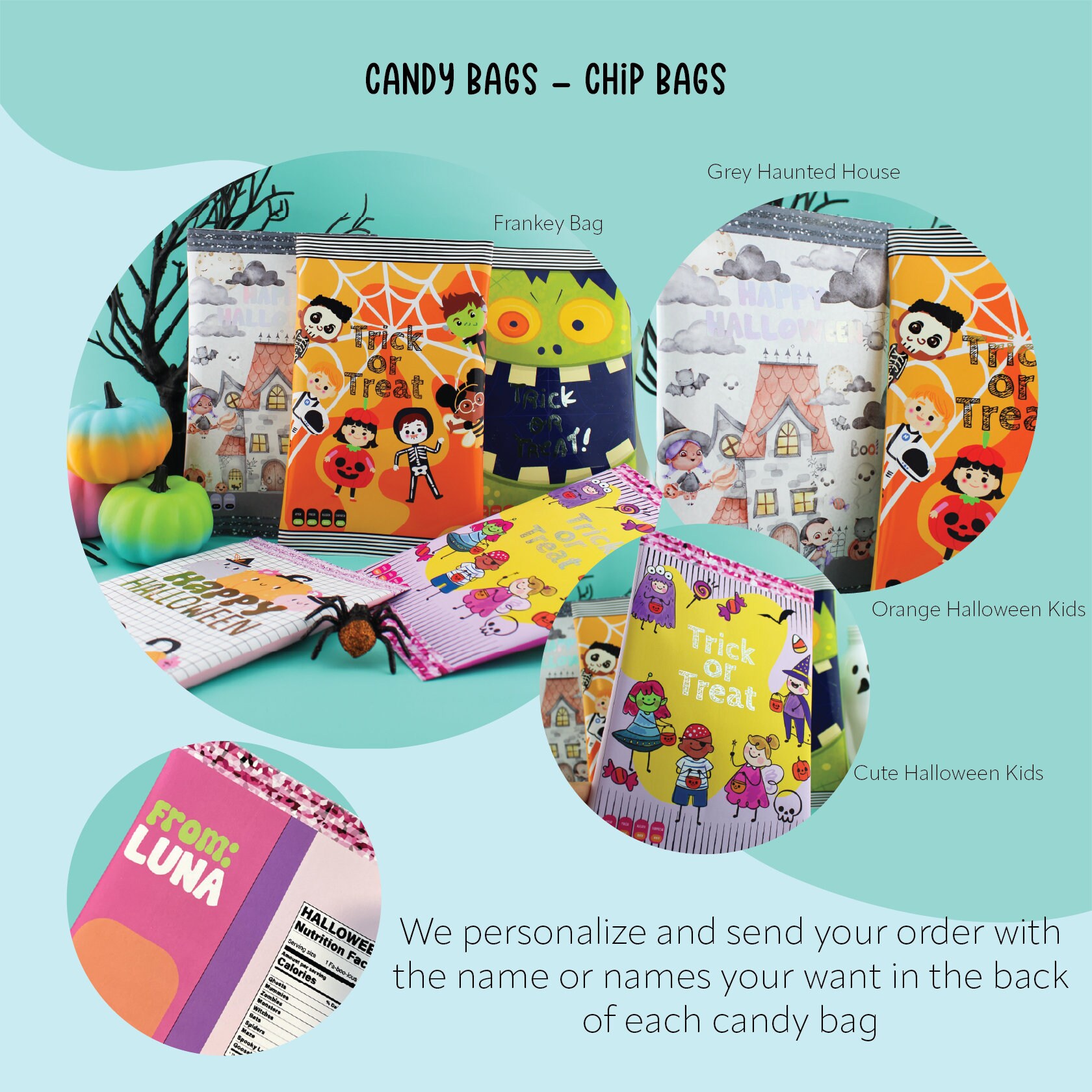 Halloween Chip Bags Halloween Candy Bags Halloween Decor - Etsy