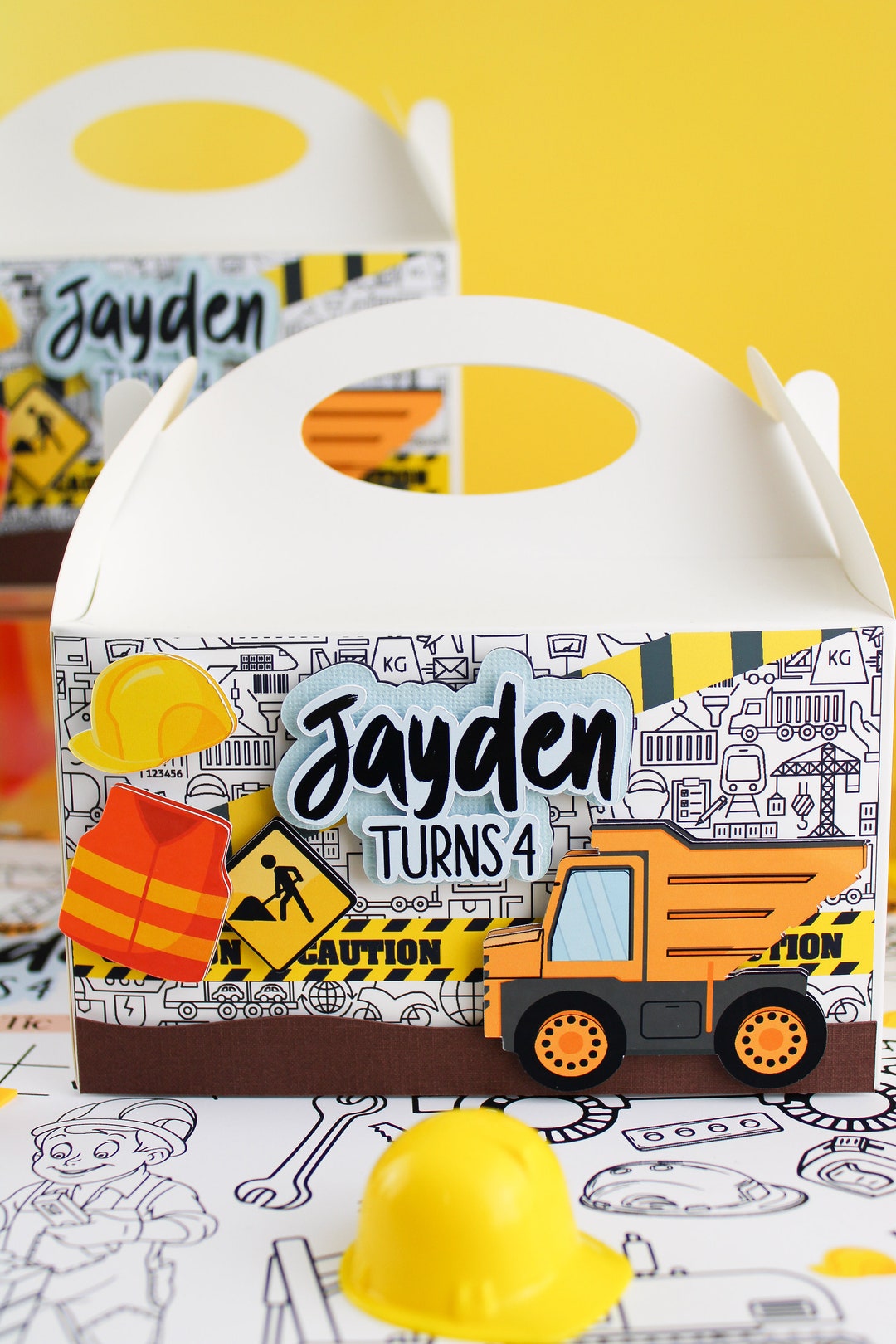 Construction Theme Goodie Bags - Construction Truck Party Box ...