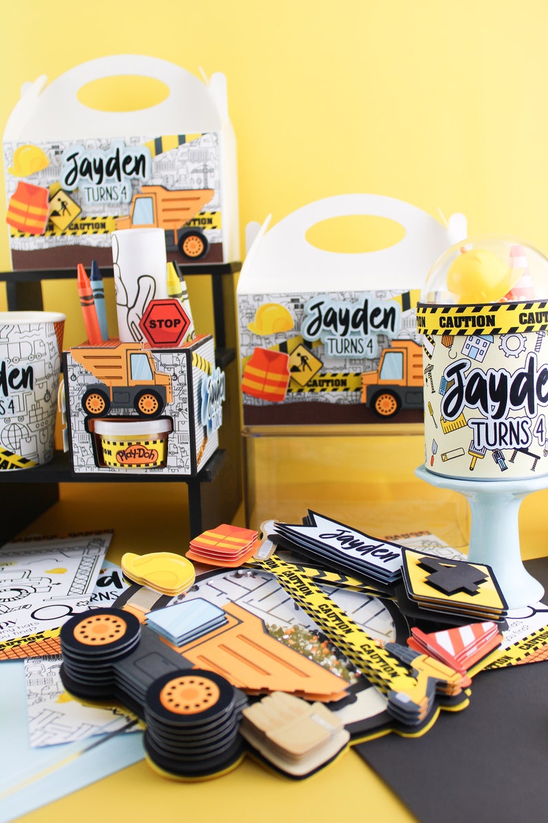 Construction Theme Cake Topper - Construction Truck Cake Topper - Boy ...