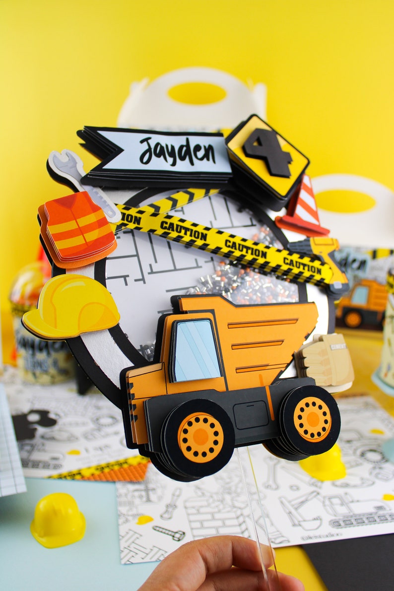Construction Theme Cake Topper - Construction Truck Cake Topper - Boy ...